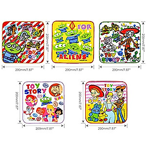 PSMILE 5PCS 20 X 20cm Colorful Cotton Towel Toy Story Series Cartoon Face Cloth Towel