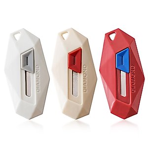 TECHPLUS 3Pcs Retractable Box Opener – Utility Knife for Cardboard and Package Cutting Serrated Blade – Safety Magnetic Box Cutter