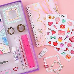 DIY Journal Kit for Girls Trendy Birthday Gifts Ideas for Teen Fun Cute School Art Crafts Stuff Decoration for Tween Journaling Scrapbook Stationery Personalized Diary Supplies Set for Girls Ages 8-14