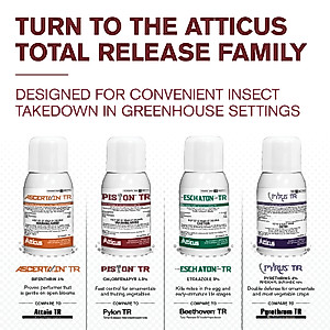 Piston TR Greenhouse Fogger (2oz Can) by Atticus (Compare to Pylon) - Total Release Chlorfenapyr Insecticide/Miticide - Controls Mites, Thrips, Caterpillars, and Adult Fungus Gnats