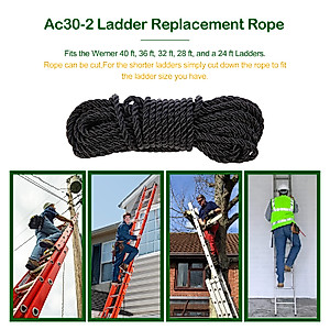 AC30-2 Extension Ladder Replacement Rope 40FT for Werner Fits All Aluminum & Fiberglass Extension Ladders Parts #6316509 (1 Pack)