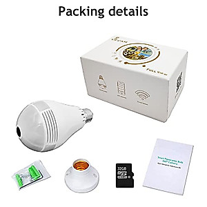 Light Bulb Camera, 360 Panoramic Camera, Full HD 1080P Home Camera, 2.4GHz WiFi Camera with 32G SD Card, Dome Surveillance Cameras, Home Baby、Pet Monitor