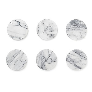 Fox Run 48749 Natural White Polished Marble Stone Coasters, Set of 6