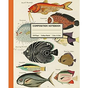 Composition Notebook College Ruled: Fish Vintage Marine Life Illustration - Whimsical Vintage Aesthetic for ocean and sea life lovers - Ideal for School, College or Work.