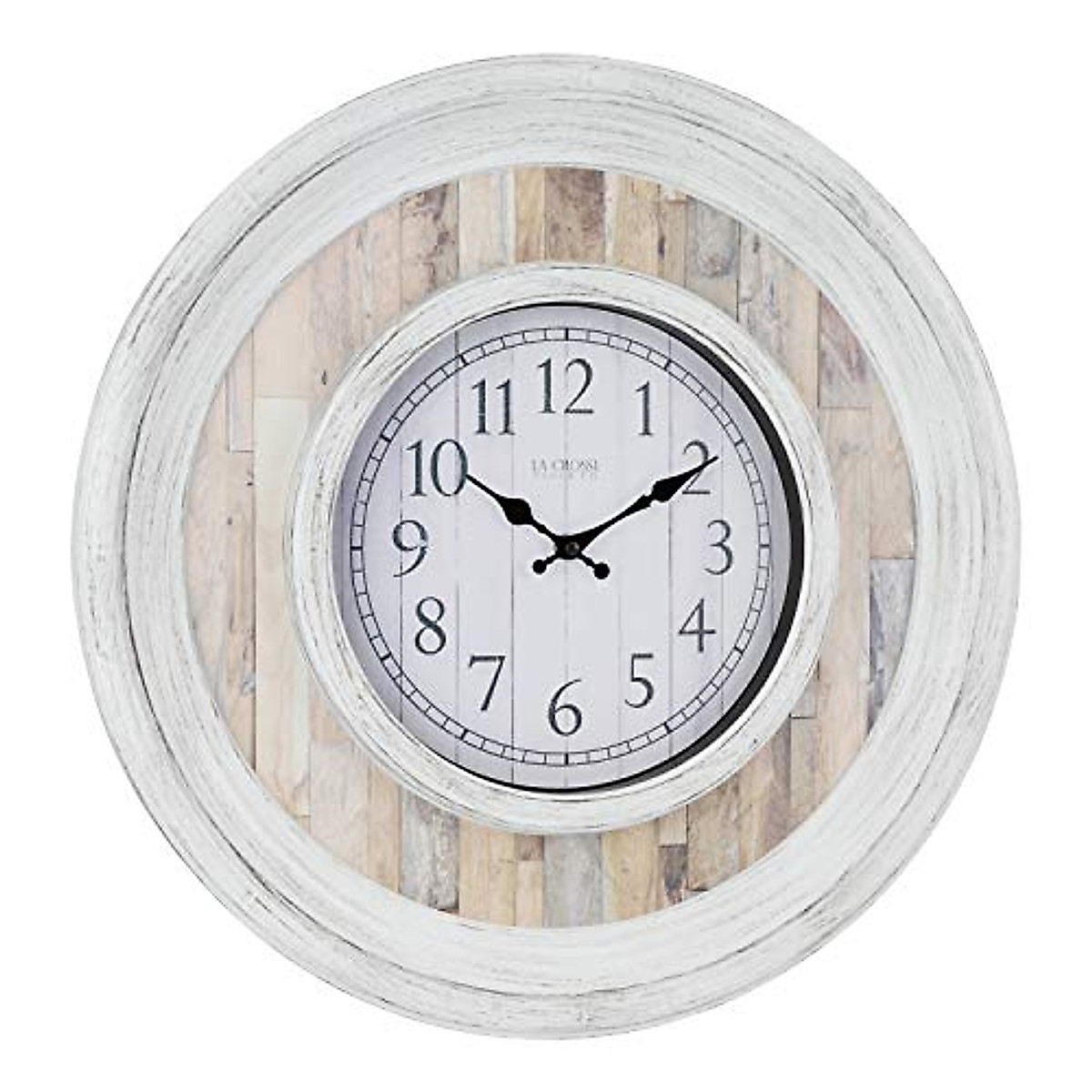La Crosse Technology 404-3051B 20 Inch Weathered Wood Quartz Wall Clock, White