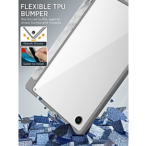 MoKo Case Fits Samsung Galaxy Tab A8 10.5 Inch 2022 (SM-X200/SM-X205/SM-X207), Tablet Case Transparent Back Cover with Auto-Wake Fit Samsung Galaxy Tab A8 2022, Marble White