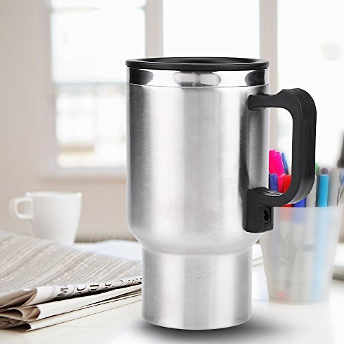AYNEFY Car Water Heater,Travel Tea Kettle Car Coffee Mug 12V 450ml Electric in Car Stainless Steel Travel Heating Cup for Heating Water Coffee Milk and Tea