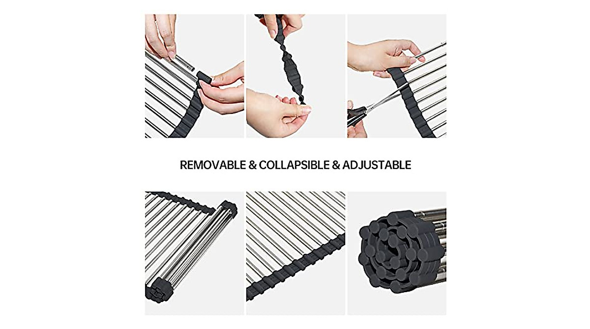 CHIRISEN Adjustable Roll Up Dish Drying Rack for Kitchens
