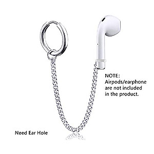 Mansheng 1 Pair Creative Earring Strap Wireless Earphone Holder Connector Unisex Anti-Lost Stainless Steel Earring for AirPods Compatible with 2&1 3/Pro-Style 6#