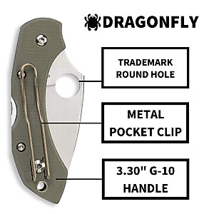 Spyderco Dragonfly Signature Knife with 2.28" VG-10 Steel Blade and Durable Foliage Green G-10 Handle - PlainEdge - C28GPFG