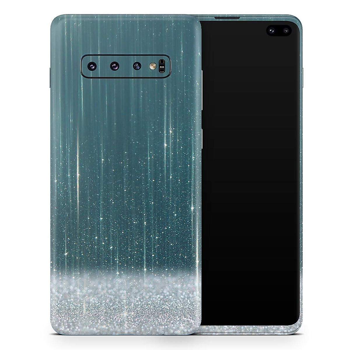 DesignSkinz Scratched Teal and White Surface with Silver Sparkle Protective Vinyl Decal Wrap Skin Cover Compatible with The Samsung Galaxy S20 (Screen Trim & Back Glass Skin)