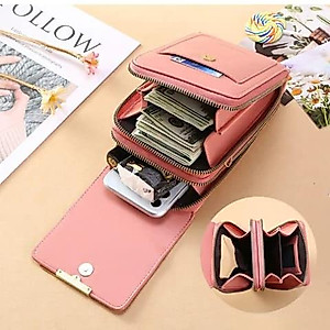 Barn Eleven Anti-theft Leather Bag, Small Crossbody Cell Phone Purse for Women, Mini Shoulder Handbag Wallet with Credit Card Slots (BLACK)