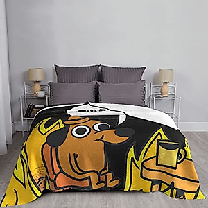 Wuozoi Funny This is fine Dog Flannel Blanket 50''x40'' Ultra-Soft Comfortable Throw Blanket for Bed Sofa Dorm Decor, Gifts