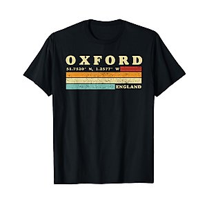 Oxford England City Retro Longitude Latitude T-Shirt