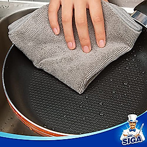 MR.SIGA Microfiber Cleaning Cloth, All-Purpose Microfiber Towels, Streak Free Cleaning Rags, Pack of 12, Grey, Size 32 x 32 cm(12.6 x 12.6 inch)