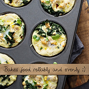 Non-Stick Bakeware 12 Cup Muffin Pan, Set of 2, Heavy Duty & Easy Release Cupcake Baking Pan