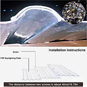AIROTRON 2mm Corrugated Roofing Sheets,Clear Roof Sheet,Waterproof Roofing Tiles,Mute Fiberglass Daylighting Panels,Replacement Shed Panel,1/3/5/6/8/10/12/15 Pcs,for Balcony Carport (35x20in,10 Pcs)
