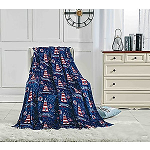 Summertime by The Shore by Décor&More Extra Soft Microplush Throw Blanket (50" x 60") - Lighthouse