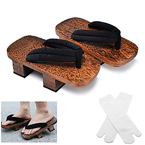 Japanese Wooden Clogs Sandals Japan Traditional Shoes Geta With Tabi Socks (US 10/27.5cm)