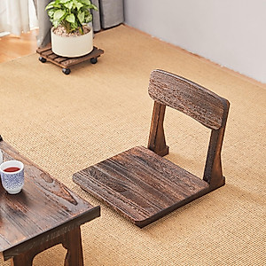 GZQWDC Japanese Floor Chair,Tatami Zaisu Meditation Yoga Chair Indoor Outdoor with Back Support,Bed Chair,Floor Seating (Wood)