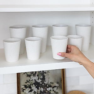 Grow Forward Premium Wheat Straw Cups - Set of 8 Unbreakable BPA Free Reusable Hard Plastic 20 oz Drinking Glasses for Water, Camping, RV - Large Tumblers for Kitchen - Midnight