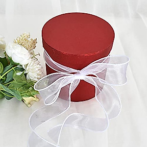 TONIFUL 1-1/2 Inch Wide White Wired Chiffon Ribbon Sheer Organza Ribbons for Crafts Floral Bouquets Wedding Car Party Decorations Valentine's Day Gift Wrapping Bow Making Tree Wreaths Decoration