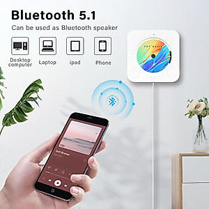 ZYOKATA CD Player Portable with Bluetooth 5.1 Desktop Music CD Player with Remote Control, Boombox, FM Radio, LED Screen, Support AUX/USB Headphone Jack for Home