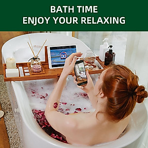 Semperviren Bathtub Tray, Retractable Bathtub Rack for Bathtub, Sturdy and Waterproof Home Spa, Favored Gift by Lady Teak Color