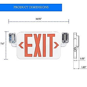 Ciata 6 Pcs. Ultra Bright Slim Rechargeable Indoor Exit Lights, Emergency Light Combo Sign Fixture Hardwired with Battery Powered Backup, Fire Exit Sign with Lights, Led Exit Signs with Battery Backup