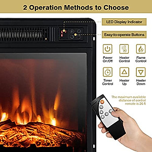 Tangkula TV Stand with Electric Fireplace, for TVs up to 65 Inches, with 18 Inches 1400W Electric Fireplace, with Remote Control, 3 Level Adjustable Flame & Timer, for Living Room, Bedroom