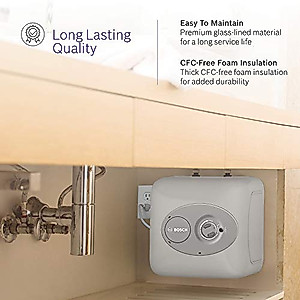 Bosch Electric Mini-Tank Water Heater Tronic 3000 T 4-Gallon (ES4) - Eliminate Time for Hot Water - Shelf, Wall or Floor Mounted