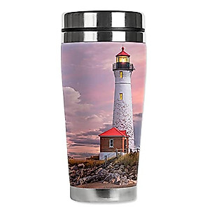 Mugzie 20 Ounce MAX Stainless Steel Travel Mug with Wetsuit Cover - Made in USA - Lighthouse Of Michigan