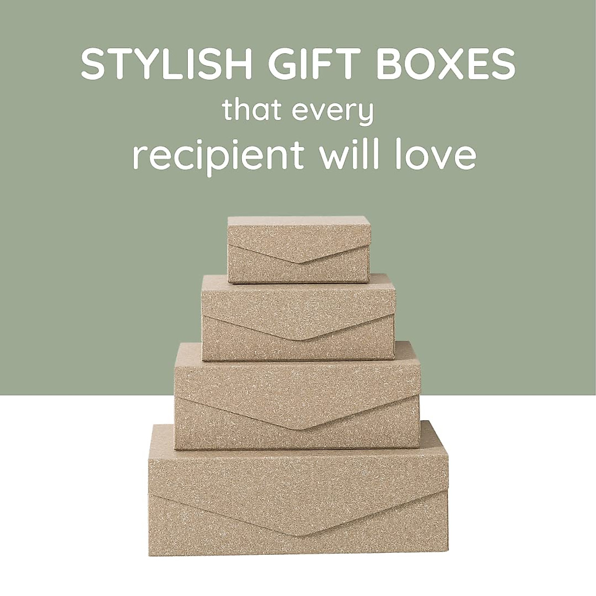Soul & Lane Kraft Paper Decorative Gift Boxes with Lids and Magnetic Closure (Set of 4): Nesting Rectangle Flip Top Cartons, Stackning Empty Baskets for Gifts, Stylish Mache Packaging Containers