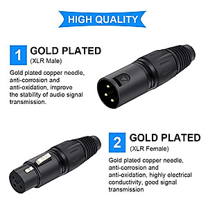 DKARDU 2 Pairs 3 Pin XLR Male & Female MIC Snake Plug Audio Microphone Connector for Mixer, Speaker with 2 Pairs 3 Pin XLR Male & Female Jack Socket Panel Mount
