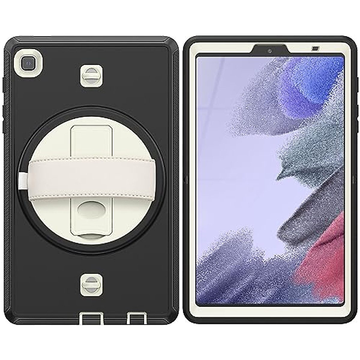 Tablet PC Case Hard Rugged Protective Cover Compatible with Samsung Galaxy Tab A7 Lite 8.7 inch T220/T225 (2021) Tablet - Multi-layered Protective Case with Screen Protector, 360° Rotatable Stand/Hand