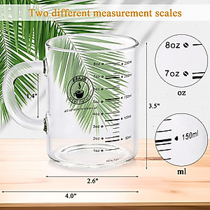 8 Oz Glass Measuring Cup,Espresso shot glasses,Clear Coffee Mugs for Hot or Cold Glass Expresso Small Coffee Cup with Glass Handle,Microwave Safe Graduated High Borosilicate Glass Cup (Black)