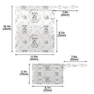 Blueangle Little Baby and Mom Koala Wet Dry Bag for Cloth Diaper, Swimsuit & Travel - Water Resistant Wet Bags - Perfect for Wet Clothes, Toiletries, Beach, 2 Pack