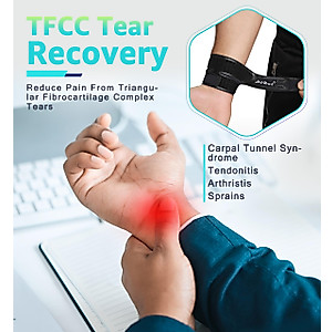 HiRui Wrist Brace Wrist Wrap for TFCC Tears, Ultra-thin Compression Wrist Strap Wrist Support for Workout Basketball Tennis Weightlifting Tendonitis Carpal Tunnel Syndrome-Adjustable (Black, 1 Pack)