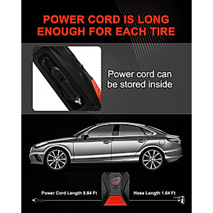 Atsanc Tire Inflator, 12V DC Portable Air Compressor with Auto-Shutoff Design, 150PSI Max Fast-Inflating Electric Air Pump for Car Tires, Auto Digital Car Tire Pump with LED Light for Various Purposes