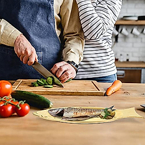 Cabilock 35cm Fish Platter Food Trays Stainless Steel Steamed Fish Plate Fish- shaped Dish Snack Appetizer Tray for Home Restaurant Kitchen ( Golden )