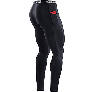 NELEUS Men's 3 Pack Dry Fit Compression Pants Running Tights with Pocket,6069,Black/Grey/Navy,US L,EU XL