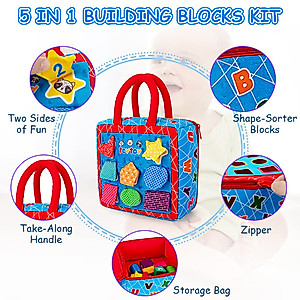 teytoy Shape Sorter Toys with 2-Sided Activity Bag and 8 Textured Shape Blocks Develop Sensory Fine Motor Skills Game Child Development Preschool Baby Toy for 6-12 Months and Older