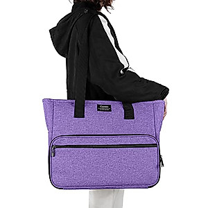 CURMIO Yarn Storage Bag, Knitting Tote Bag for WIP Project, Crochet Hooks, Knitting Needles and Yarn Skeins, Bag Only, Purple (Patented Design)