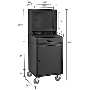 Global Industrial Mobile Security LCD Computer Cabinet Enclosure, Black, 24-1/2"W x 22-1/2"D x 62-3/4"H