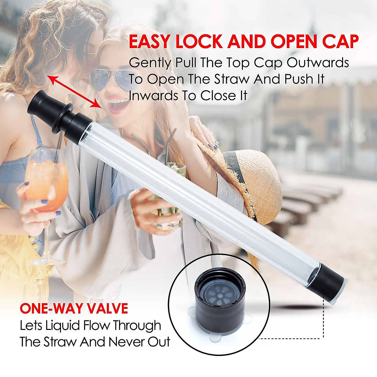 Shot Straw, Landkitch Shot Tube Holder Drinks Straw for Liquor, Beach Pool, Parties, Fits All Standard Bottles, Glasses, Tumbler, BPA-Free, Dishwasher Safe (1 pc)