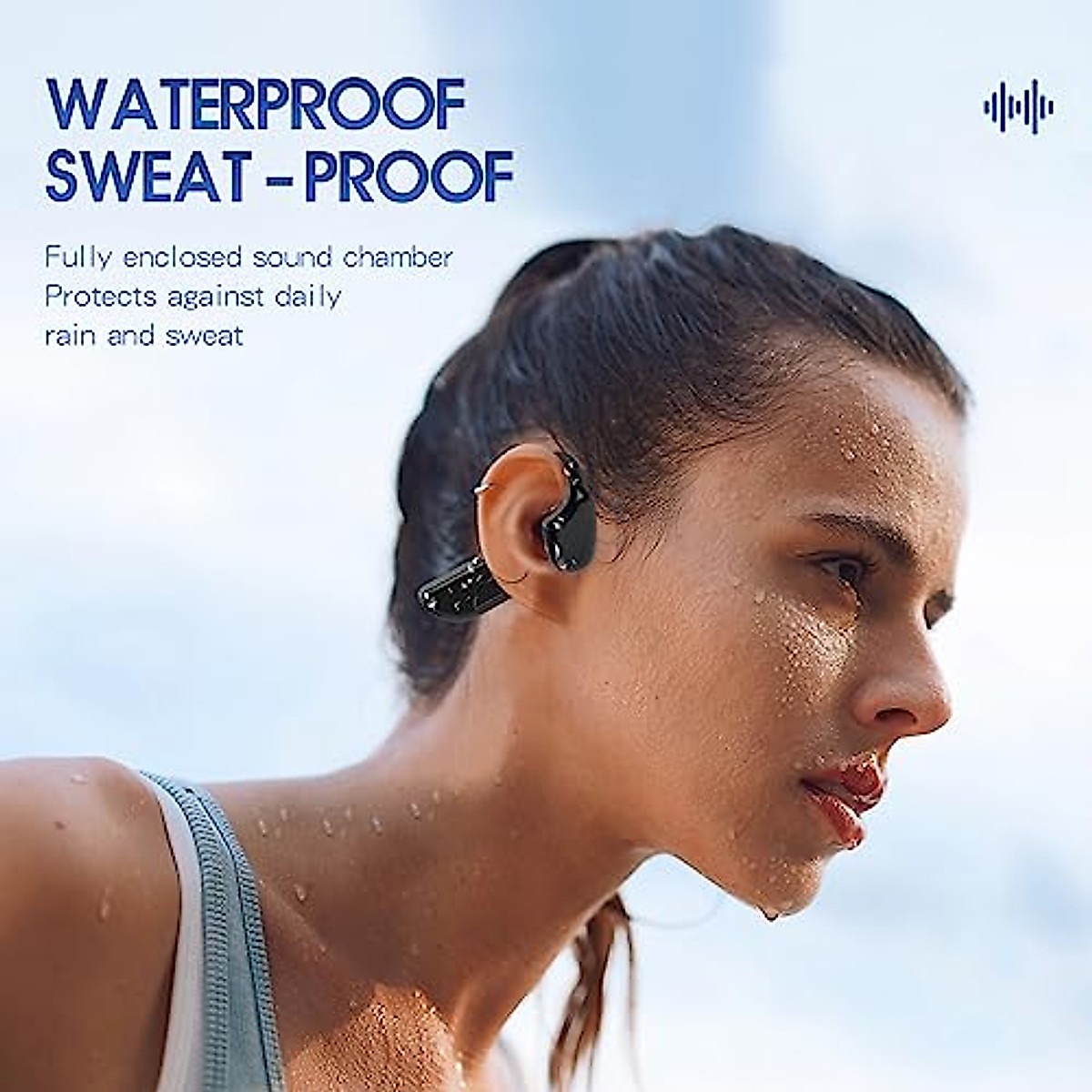 Peakidom Bone Conduction Headphones, Open Ear Headphones Wireless Bluetooth, Waterproof and Sweatproof, Suitable for Running, Fitness, Cycling, Driving, Etc.