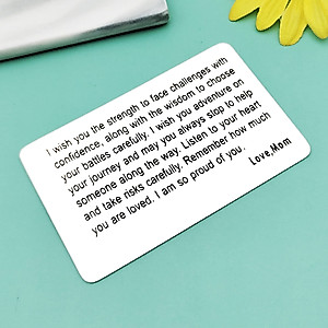 Inspirational Gift from Mom Metal Wallet Insert Card to My Son Gift Daughter Gift Encouragement Gift for Teen Girl Boy Family Gifts Engraved Wallet Insert Card Birthday Graduation Gift Jewelry