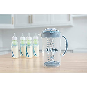 Dr. Brown's Baby Formula Mixing Pitcher 32oz, Blue with Anti-Colic Options+ Wide-Neck Baby Bottles, 4 Pack, 9 oz