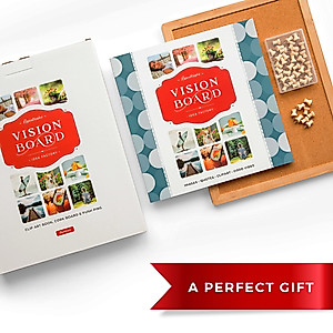 3-in-1 Vision Board Kit - Clip Art Book, Cork Board, Push Pins - A Complete Mood Board Set for Scrapbooking - Collage Journal - Goal Pictures and Quotes - Scrapbook Supplies (by L’Apostrophe)