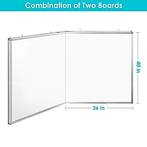 Large Magnetic Whiteboard, maxtek 72 x 40 Magnetic Dry Erase Board Foldable with Marker Tray 1 Eraser 3 Markers and 6 Magnets| Wall-Mounted Aluminum Memo White Board for Office Home and School
